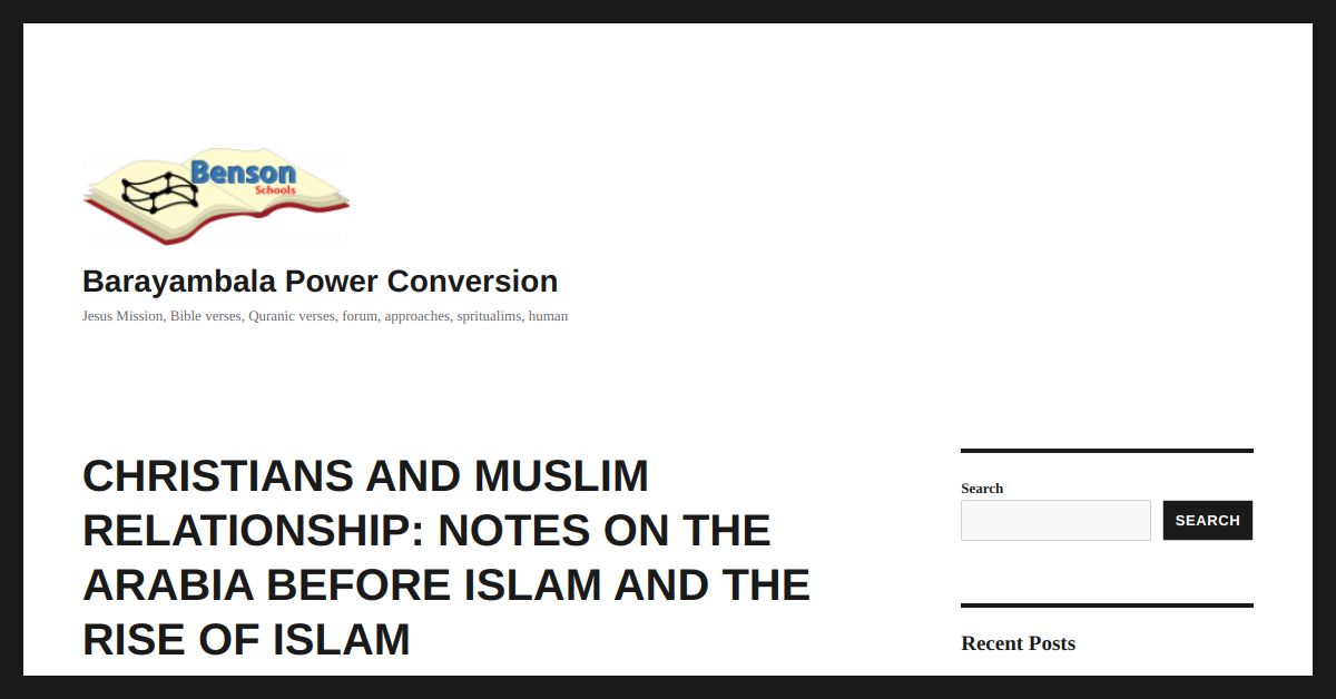 CHRISTIANS AND MUSLIM RELATIONSHIP: NOTES ON THE ARABIA BEFORE ISLAM ...